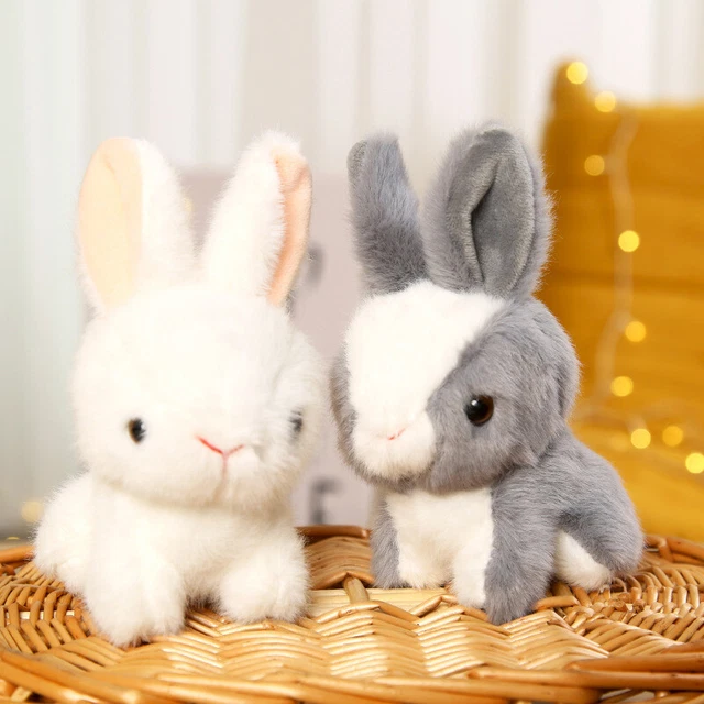 REAL LIFE FLUFFY Rabbit Plush Toy Lifelike Bunny Doll Soft Stuffed ...
