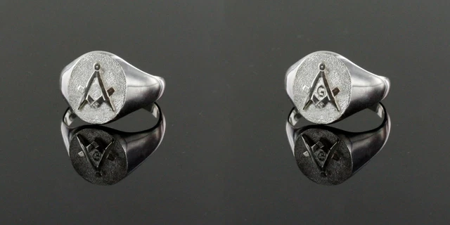 MASONIC RING CRAFT Square and Compass Oval Ring Hallmarked Solid Silver ...