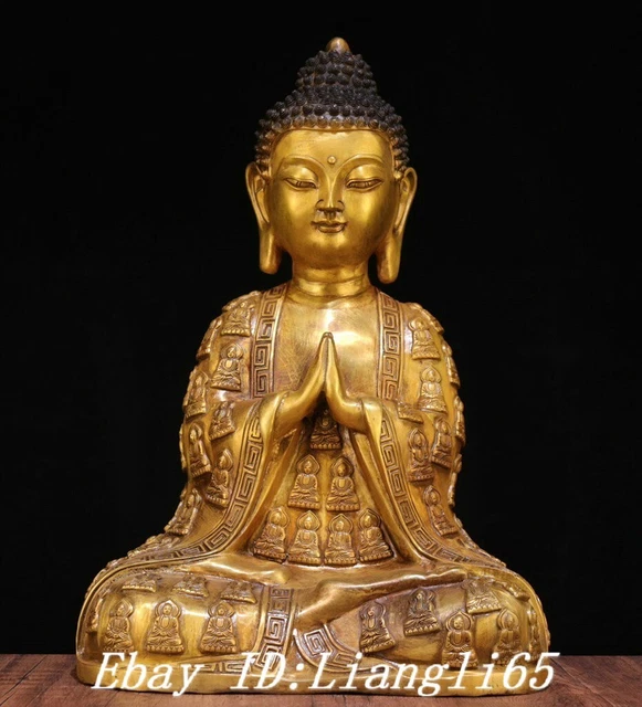 16.5& BUDDHISMUS AUS reiner Bronze Sakyamuni Shakyamuni Amitabha Buddha Statue EUR 380,00 ...