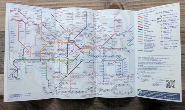 LONDON UNDERGROUND TUBE Map December 2023 Edition £1.59 - PicClick UK