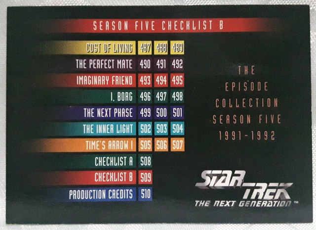 SKYBOX STAR TREK The Next Generation Season 5 Trading Card 509 ...