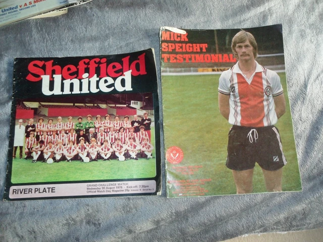 2 SHEFF UTD Programmes Mick Speight Testimonial & V River Plate ...