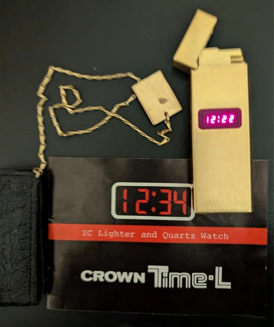 VINTAGE CROWN TIME-L LED digital clock and lighter £10.79 - PicClick UK