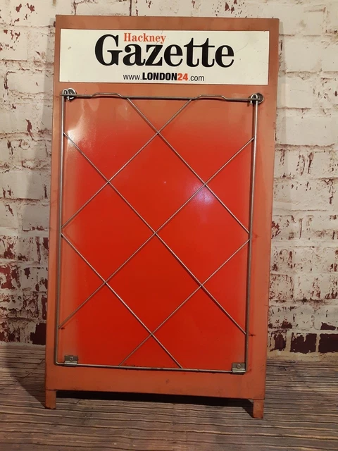 VINTAGE OLD INDUSTRIAL Metal Newspaper Poster Billboard Stand Holder ...