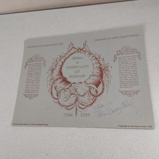 VINTAGE PAPER DOLL Set Emma Young Lady of Fashion John Darcy Noble ...