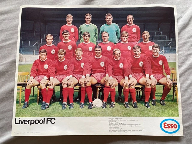 LIVERPOOL FC - Team Photo ESSO 1970 Poster 38cm x 30cm £3.50 - PicClick UK