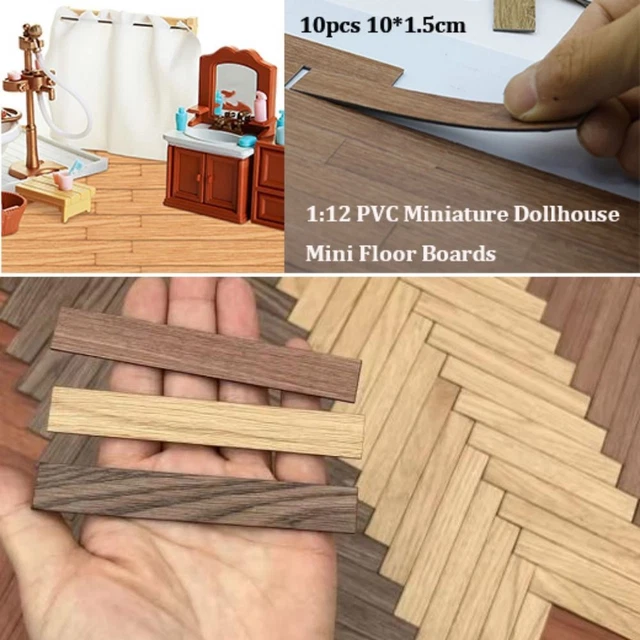 10PCS MINI WOODEN Flooring PVC Dollhouse Floor Tiles Fit 1:12 Dollhouse ...
