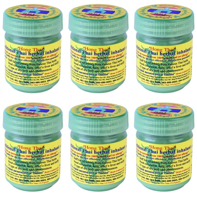 6 PACKS HONG Thai balm Nasal Herbal Inhaler Aromatherapy Herb Thai ...