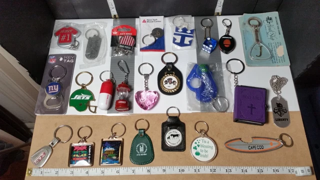 65 PIECE KEY Ring; USED NEW SWAG; Licensed Leather Collector Vtg Odd ...