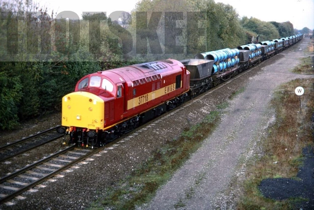 35MM SLIDE BR British Rail Diesel Loco Class 37 37718 Stenson 1996 Orig ...
