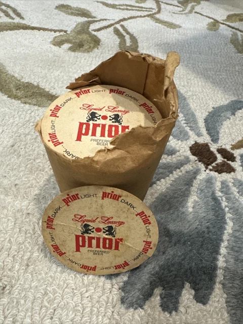 VINTAGE PRIOR LIGHT Dark Lager Beer Partial Package Coasters Bar Bottle ...