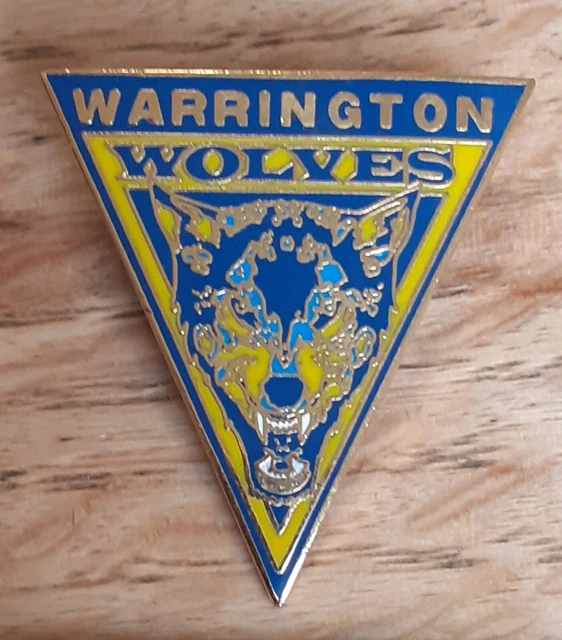 RARE WARRINGTON WOLVES RLFC RUGBY LEAGUE PIN BADGE - EARLY SUPER LEAGUE ...