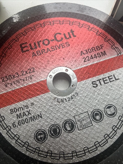 230MM X 3MM Dep Centre Metal Cutting Discs Euro Cut A30RBF £15.00 ...