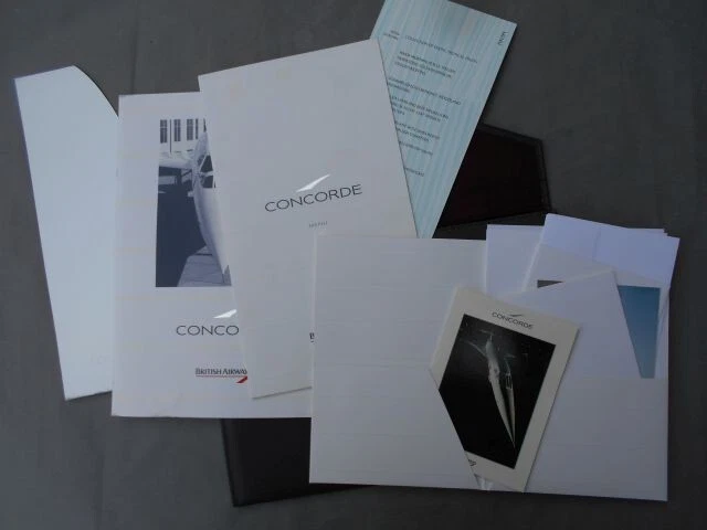 BRITISH AIRWAYS CONCORDE Leather Portfolio Brochure Menu Stationery ...