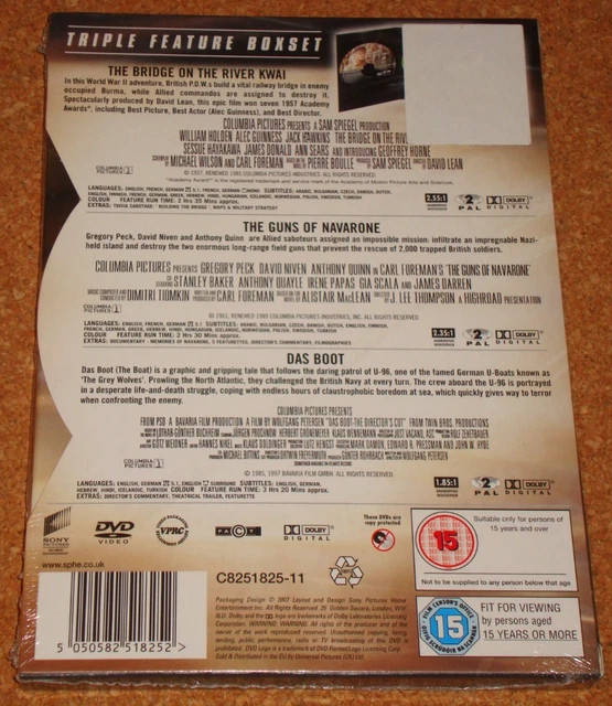 BRIDGE ON RIVER KWAI, GUNS OF NAVARONE, DAS BOOT - NEW/SEALED war DVD ...