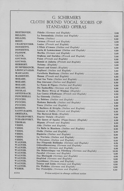 AIDA - OPERA in Four Acts, Libretto/Vocal Score $17.89 - PicClick CA