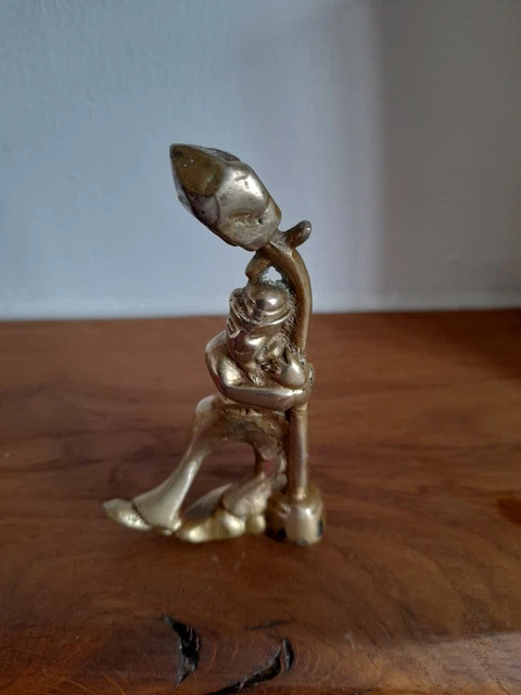 ANTIQUE SOLID BRASS Model of Drunken Man Leaning on Lamp £3.49 ...