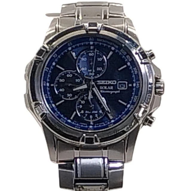 SEIKO SOLAR CHRONOGRAPH Blue Dial Stainless Steel Wristwatch For Men £ ...
