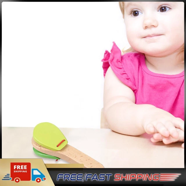 WOODEN CASTANET CLAPPER Orff Clapping Board for Kids Children Toy ...