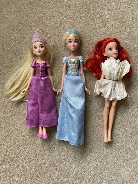 DISNEY PRINCESS DOLL Set Tangled Cinderella Ariel Little Mermaid 10 ...