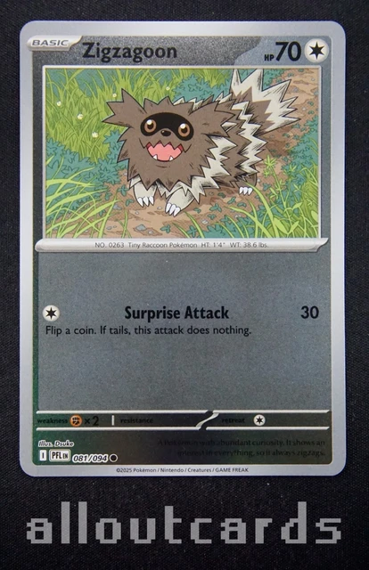 2025 POKEMON PHANTASMAL Flames Zigzagoon Reverse Holo 081/094 NM/M $2. ...