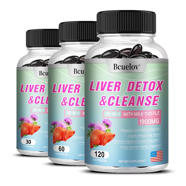 LIVER DETOX &CLEANSE 28-In-1 With Apple Cider Vinegar1900mg Digestion ...