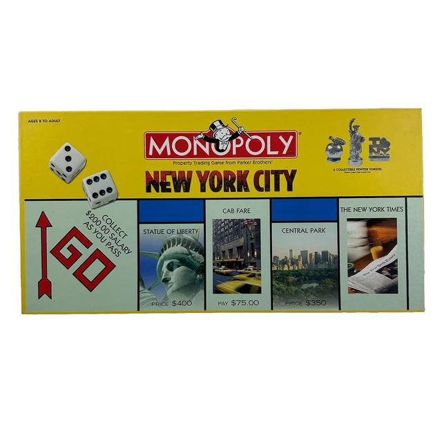 MONOPOLY NEW YORK City Edition Board Game Vintage 2001 Hasbro Complete ...