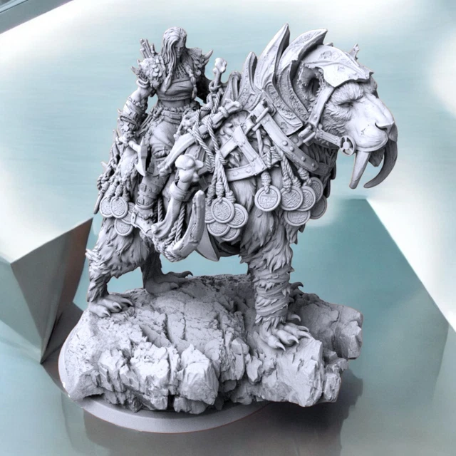 SABERTOOTH ORC BOSS Rider Mount Miniature RPG DND Pathfinder LARGE ...