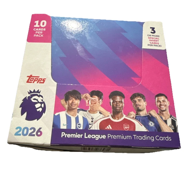 TOPPS PREMIER LEAGUE 2026 Trading Cards - Full Sealed box (28 packets ...