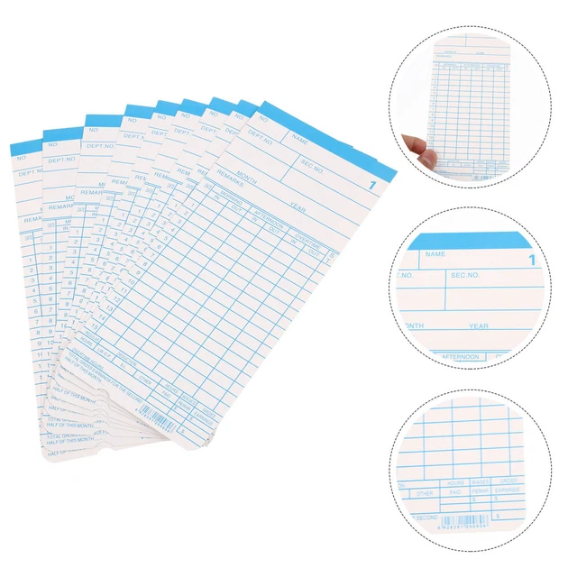 PAPER ATTENDANCE PUNCH Card Office Employee Time Clock Double Sided £14 ...