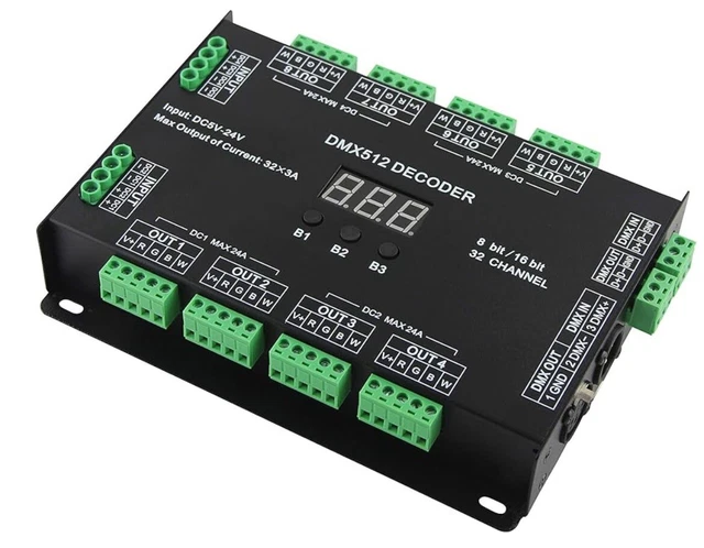 32 CHANNEL 96A RGBW DMX 512 LED Decoder Controller DMX Dimmer DC5-24V ...