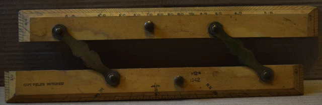 WW2 RAF AIR Ministry box wood parallel rule 1942 Capt Fields Improved ...