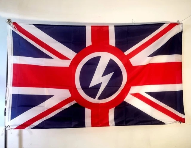 BRITISH UNION JACK LIGHTNING FLASH FLAG - 3ft x 5ft ISD OSWALD MOSLEY ...
