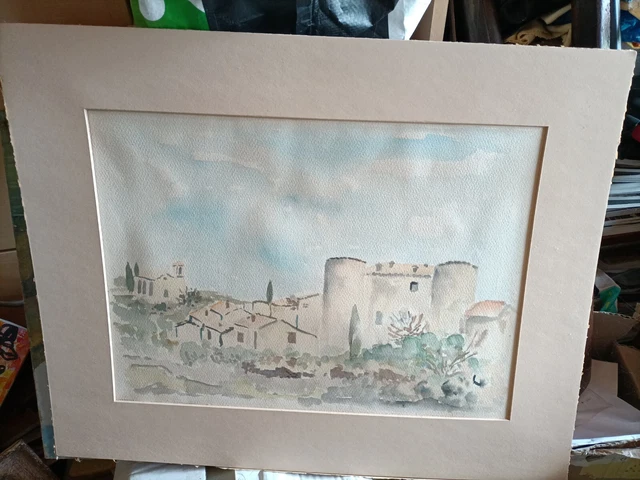 TABLEAU AQUARELLE PAYSAGE de Provence EUR 15,00 - PicClick FR