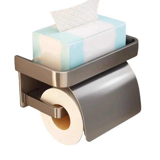 WALL-MOUNTED TISSUE BOX Aluminium Roll Paper Holder Bathroom ...