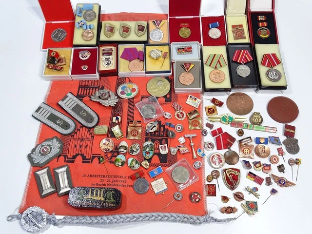 KONVOLUT DDR ABZEICHEN Orden Pins Pioniere NVA FDJ SED Reichsbahn (H173 ...