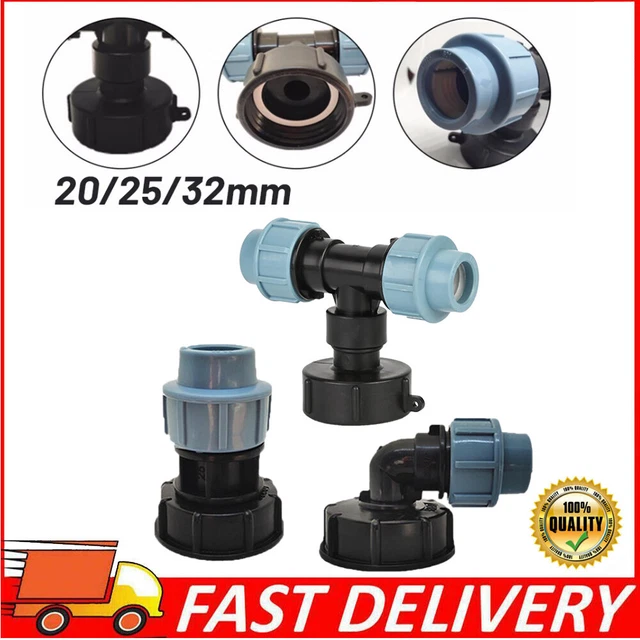 IBC TANK FITTING S60X6 to Elbow, Tee, Straight Outlet 20mm 25mm 32mm ...