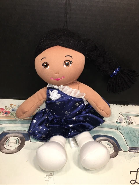VGUC-12” BELIEVE IN Yourself Cracker Barrel Yarn Black Hair Plush Doll ...