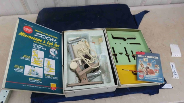 1960S GILBERT ~ MICROSCOPE AND LAB SET in COLORFUL TIN BOX with Manual ...