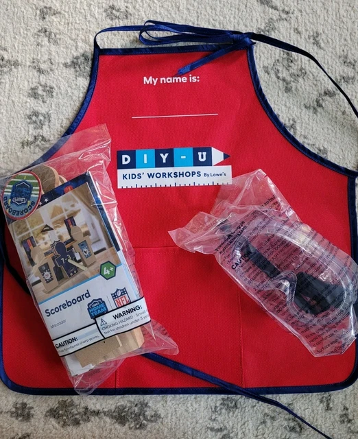 🏈LOWE'S SCOREBOARD DIY Kids Workshop Kit With Patch, Apron & Goggles ...