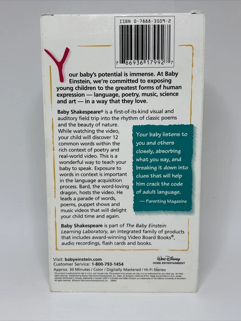 BABY SHAKESPEARE VHS Tape 2001 Vocabulary $8.00 - PicClick CA