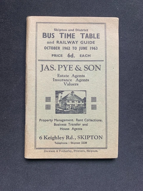 1962 SKIPTON & District Craven Harrogate Bus Coach Timetable Railway ...