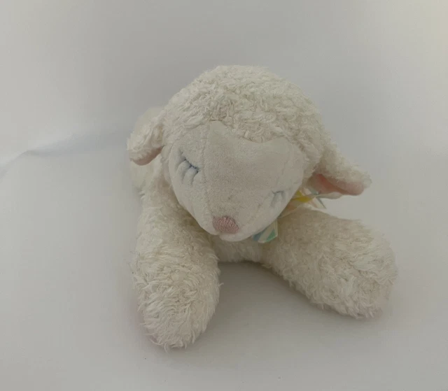 VINTAGE EDEN WHITE Lamb Sheep Laying Down Thermal Terry Plush Stuffed ...