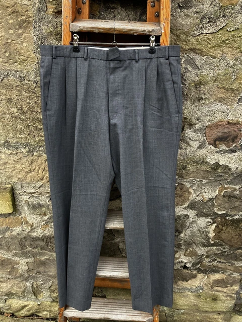 VINTAGE DAKS OF London Wool Blend Flannel Pleated High-Waisted Trousers ...