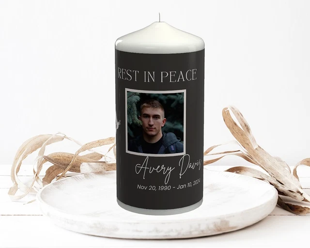 IN LOVING MEMORY Personalised Memorial Candle Remembrance Mum Dad Pet ...
