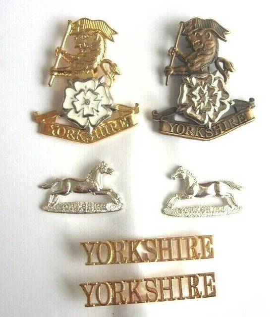 YORKSHIRE REGIMENT CAP Badge Collar Badges Shoulder Titles British Army ...