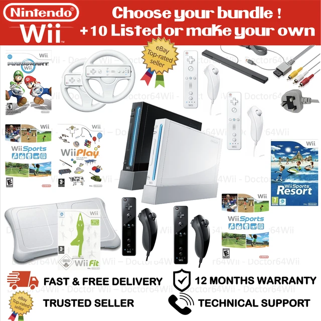 NINTENDO WII CONSOLE - Choose Your Bundle - Black / White - Controllers ...