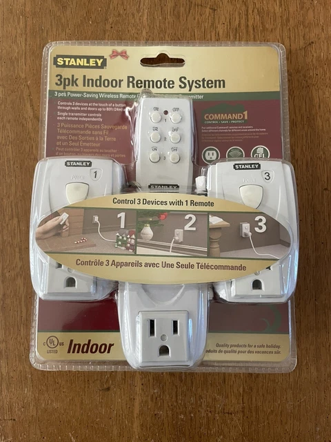 STANLEY 3-PACK INDOOR Remote System #56316 ~ Control 3 Devices up to 80 ...