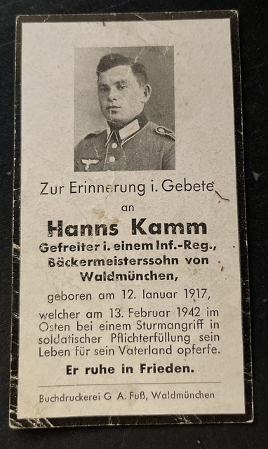 WW2 GERMAN DEATH Card 1942 £15.00 - PicClick UK