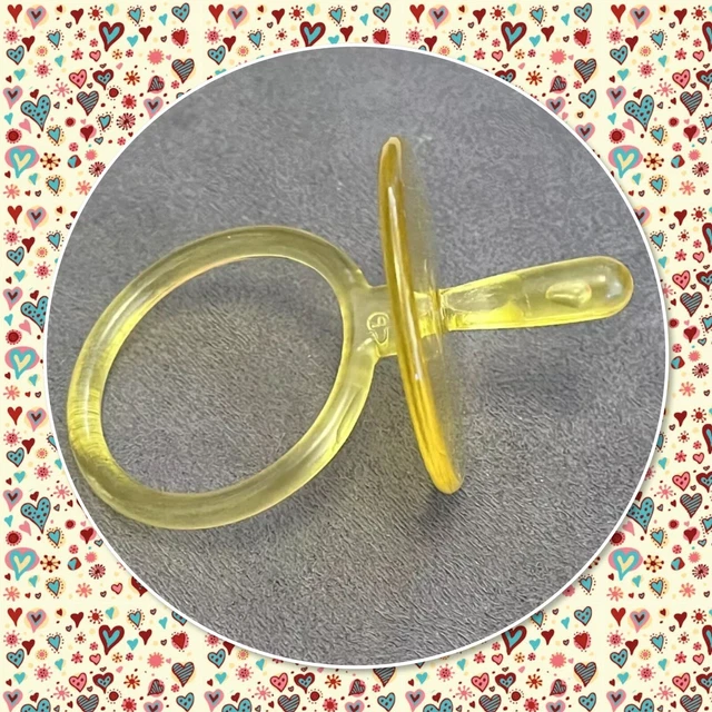 LOVELY VINTAGE CABBAGE Patch Kids Dummy pacifier Clear Yellow Hard ...